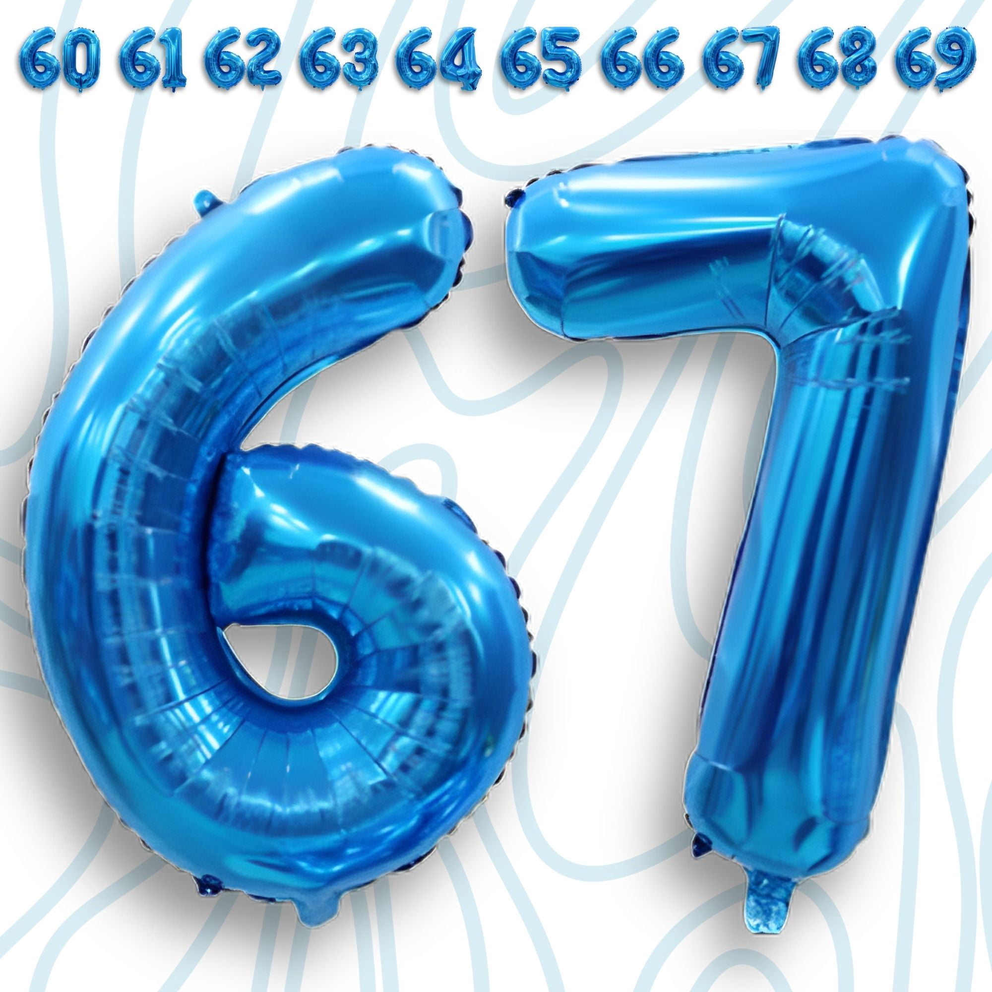 Blue Number 67 Mylar Foil Balloon 40 inch - Helium / Air Filled ...