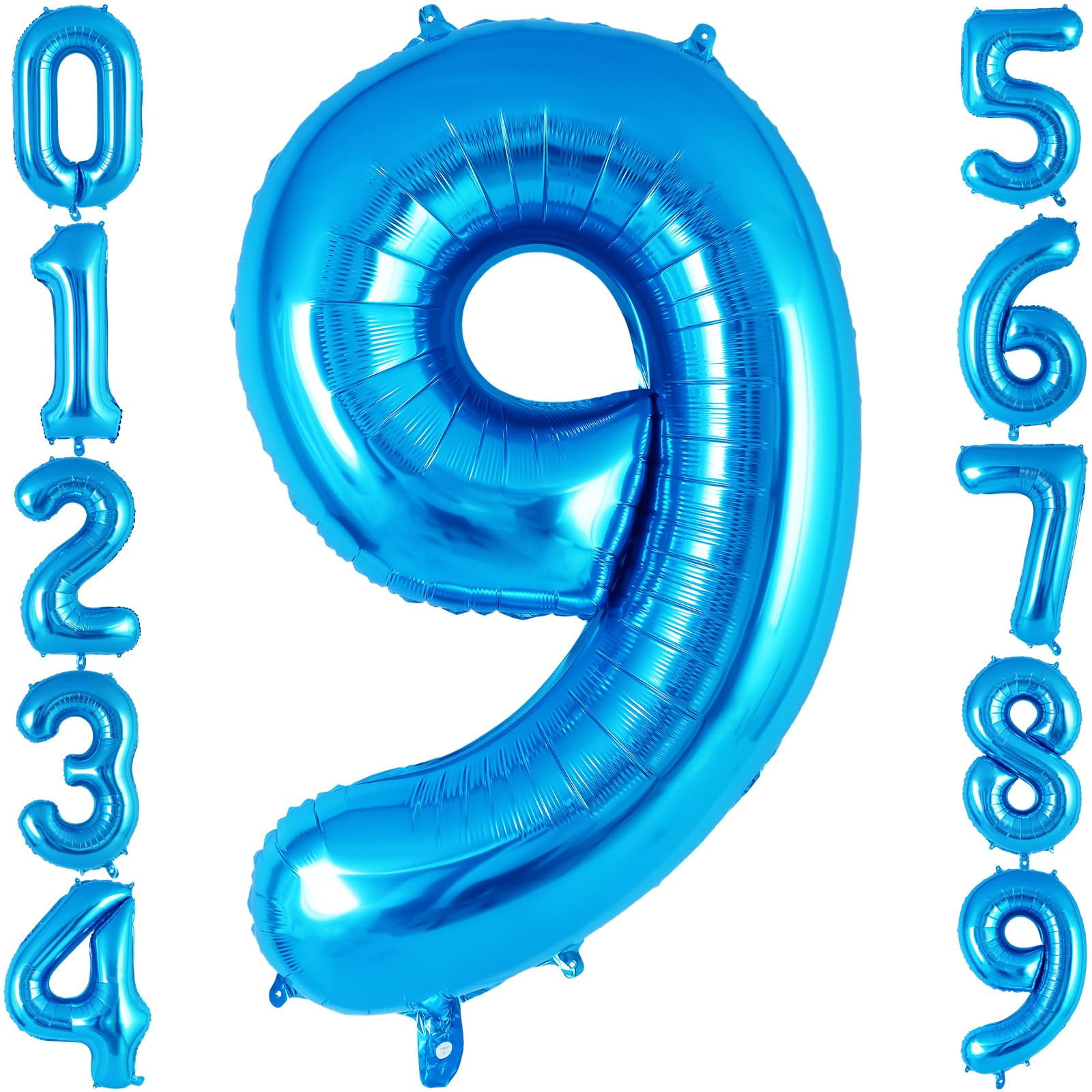 Blue Number 9 Balloon AIF4 40 Inch, Big Large Foil Helium Number ...