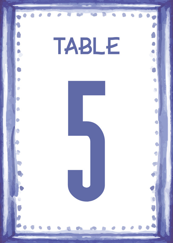 Blue Number Table Cards Number 1-75 Double Sided For Wedding Reception ...