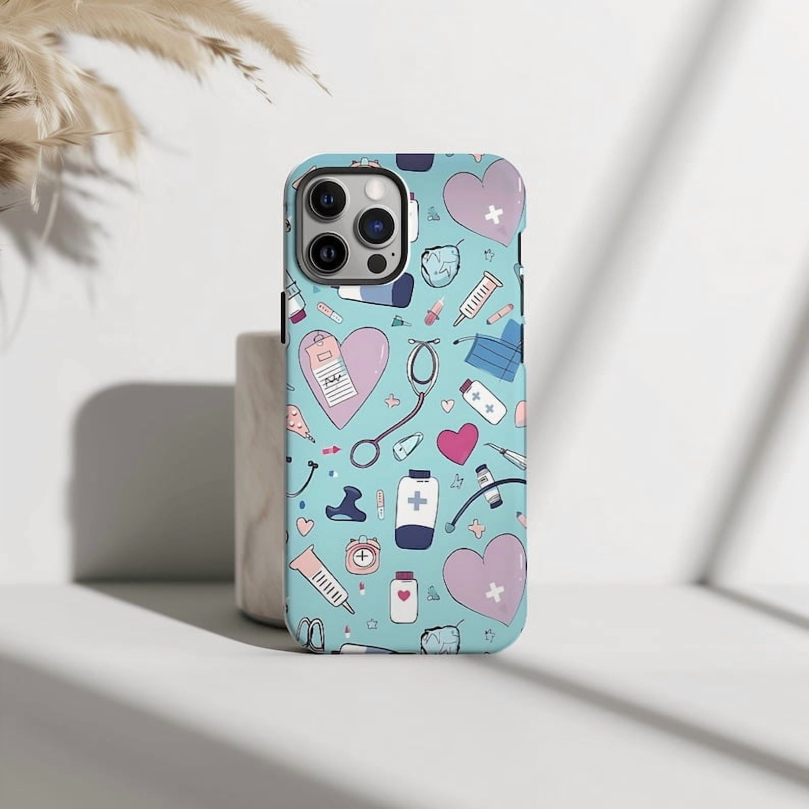 Blue Nurse Collage Medical Gift Phone Case for iPhone 11 12 13 14 15 16 ...