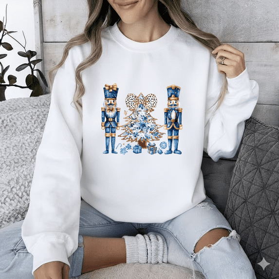 Blue Nutcracker Soldiers Holiday Ballet Festive Cartoon Art Graphic ...
