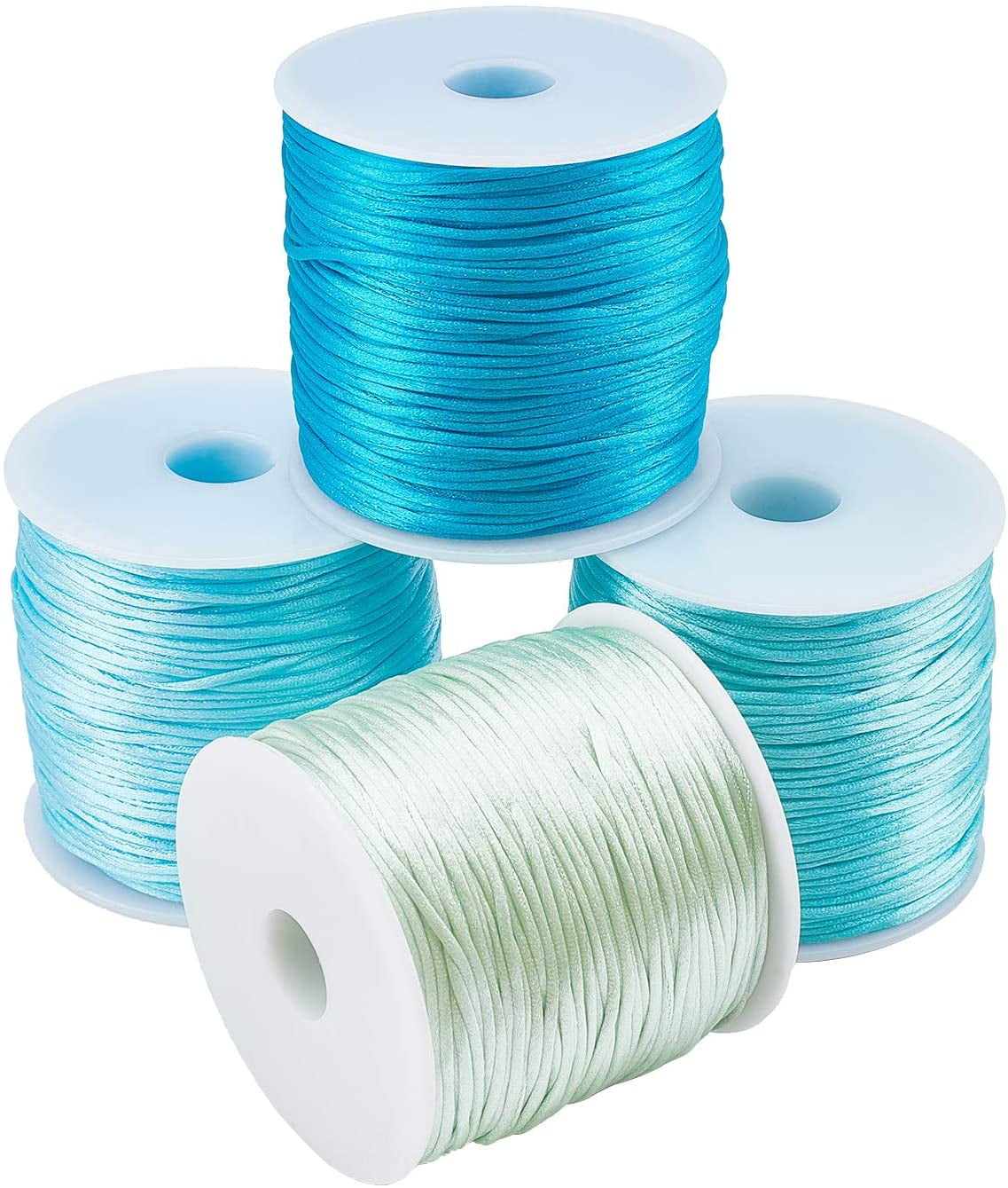 Blue Nylon Rattail Satin Silk Trim Cord, 320 Yards 1mm Sea Blue Beading ...