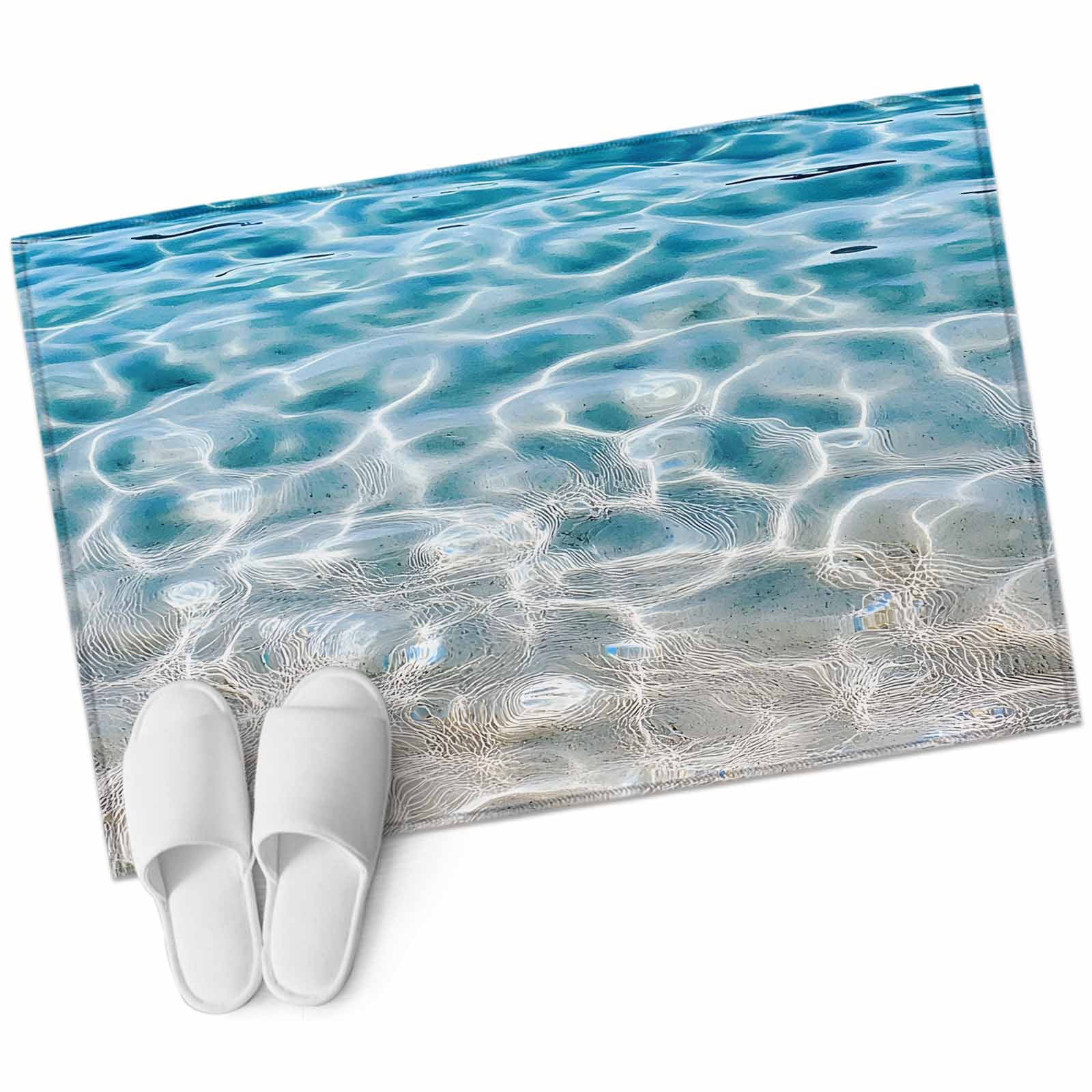 Blue Ocean 2'x3' Washable Rug, Underwater Sea Waves Water Ripple ...