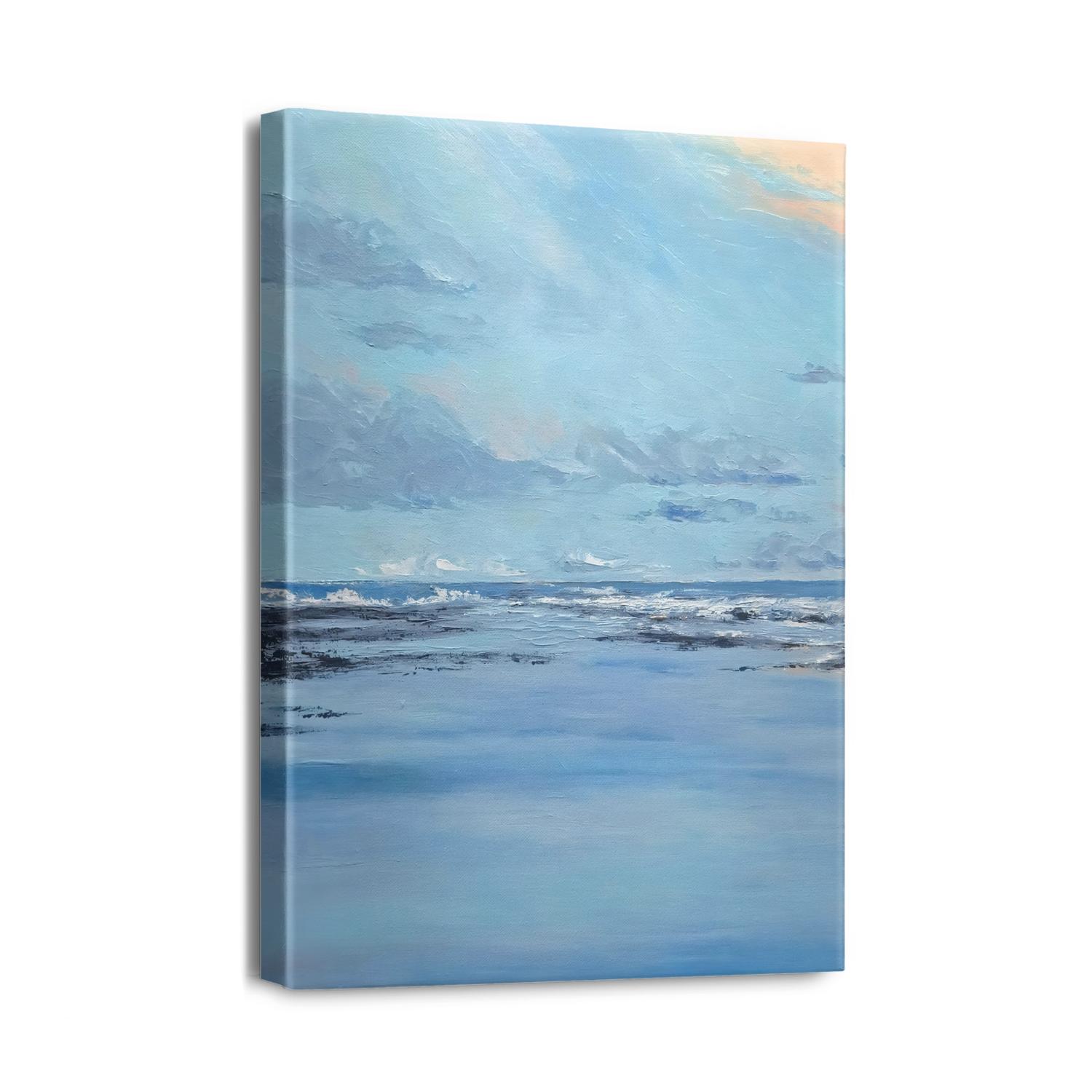 Blue Ocean Abstract Canvas - 12x16inch Modern Art Print for Sea Lake ...