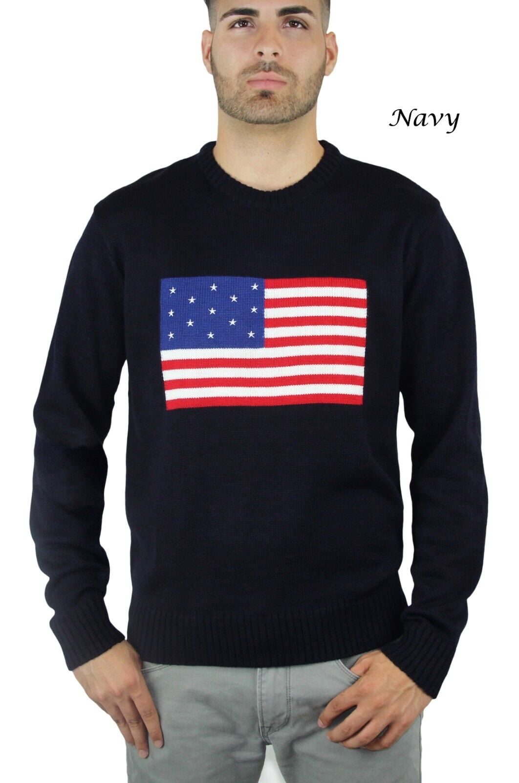 Blue Ocean Men's USA American Flag Sweater (sw-911) - Walmart.com