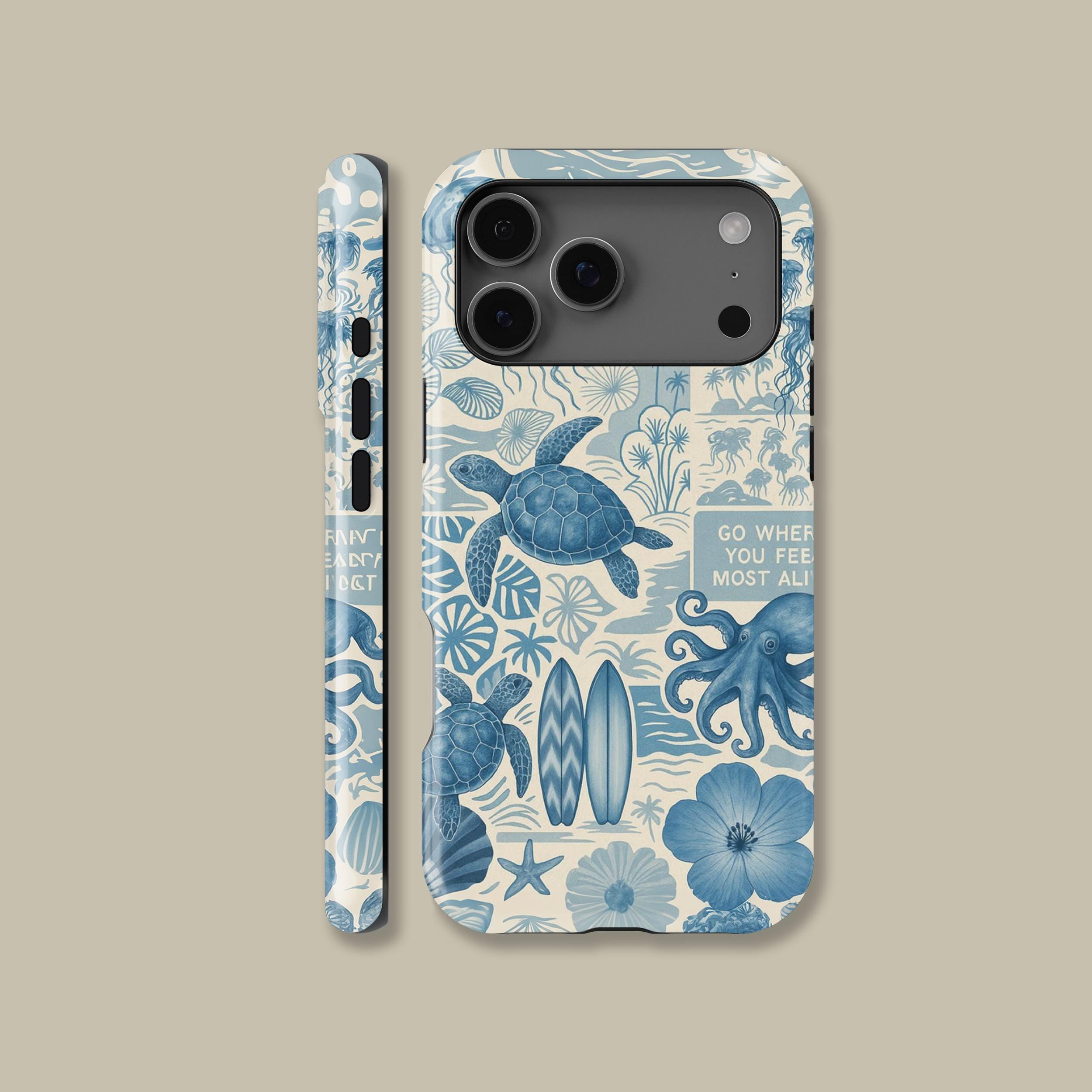 Blue Ocean Animal Collage MagSafe Case for iPhone Samsung Sea Turtle ...