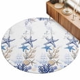 Blue Ocean Area Rugs 3' (Round) Starfish Shell Coral Vintage Nautical ...