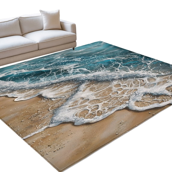 Blue Ocean Area Rugs 4x6ft Wave Beach Coastal Ripple Nature Scenery ...