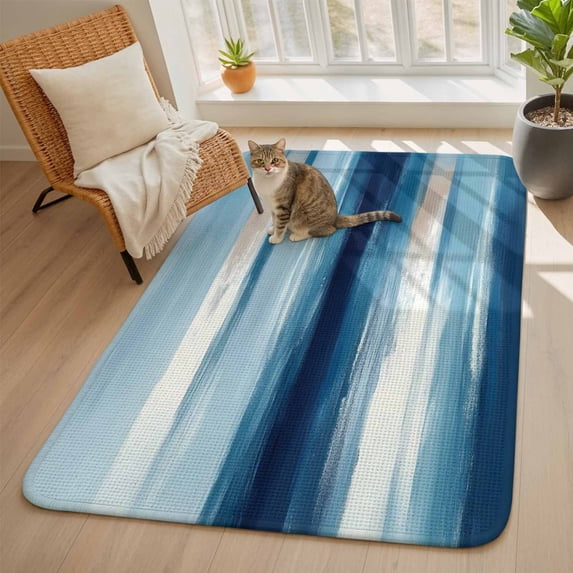 Blue Ocean Area Rugs for Living Room 5x6, Retro Watercolor Ripple ...