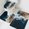 Blue Ocean Bathroom Rugs Set Waves Coastal Beach Seaside Nature Scenery ...