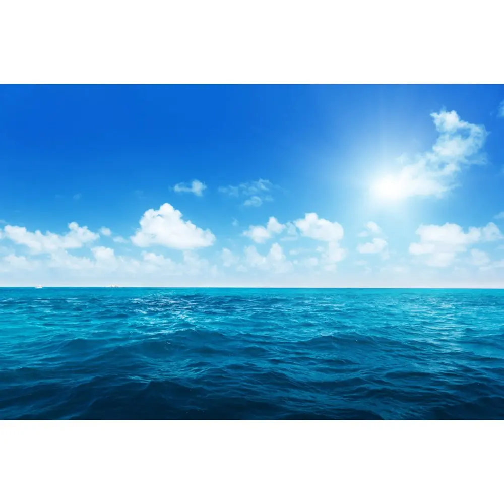 Blue Ocean Beach Backdrop Tropical Summer Background Ship Boat Wharf ...