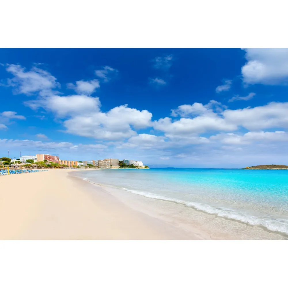 Blue Ocean Beach Backdrop Tropical Summer Background Ship Boat Wharf ...