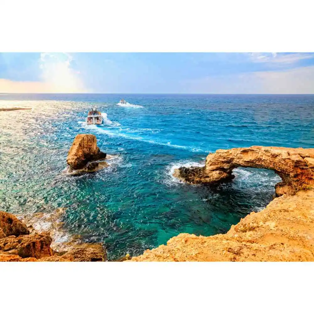 Blue Ocean Beach Backdrop Tropical Summer Background Ship Boat Wharf ...