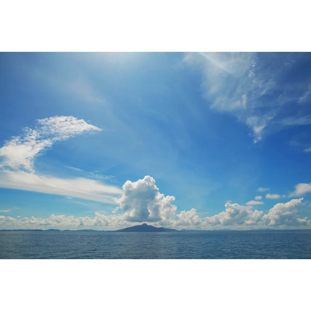 Blue Ocean Beach Backdrop Tropical Summer Background Ship Boat Wharf ...