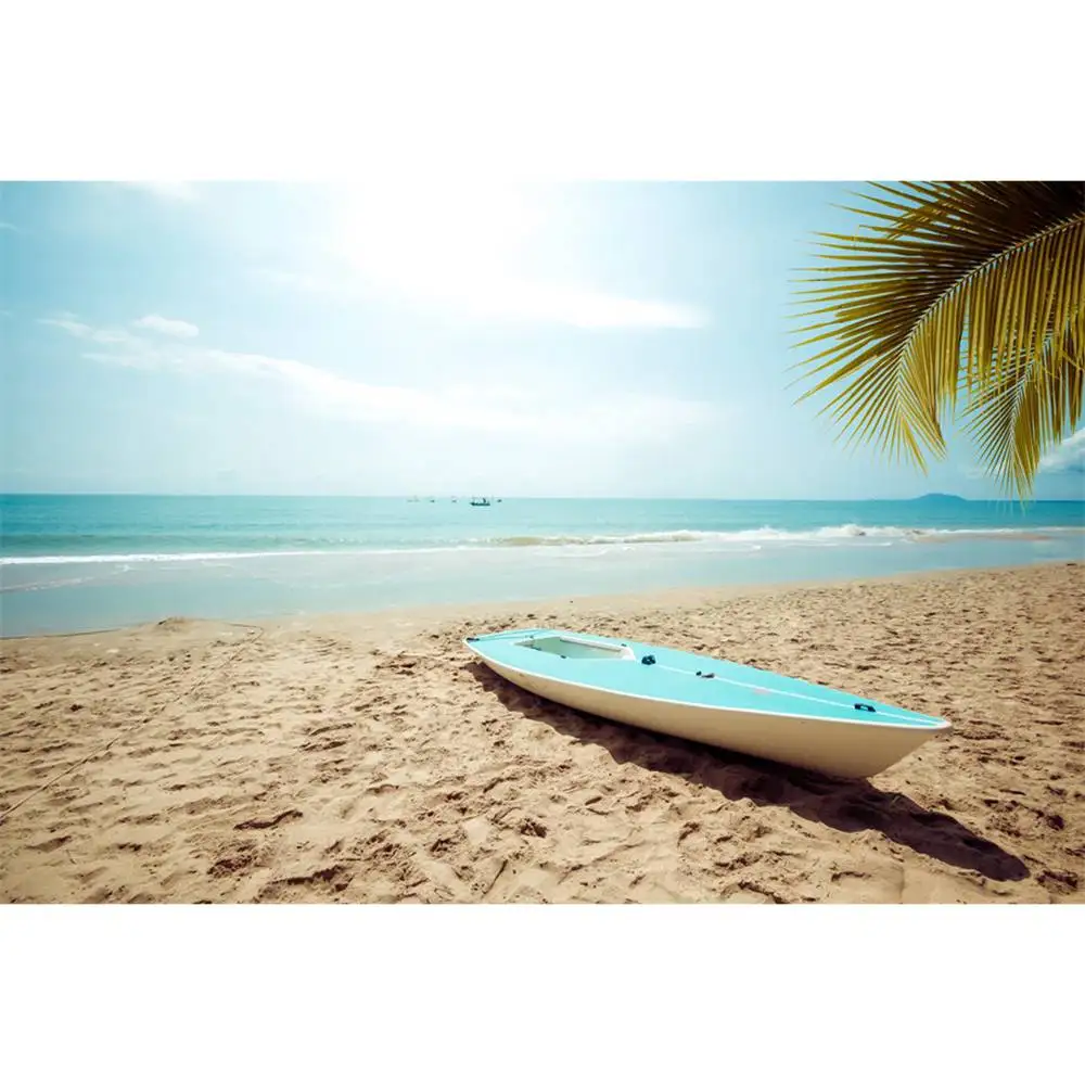 Blue Ocean Beach Backdrop Tropical Summer Background Ship Boat Wharf ...