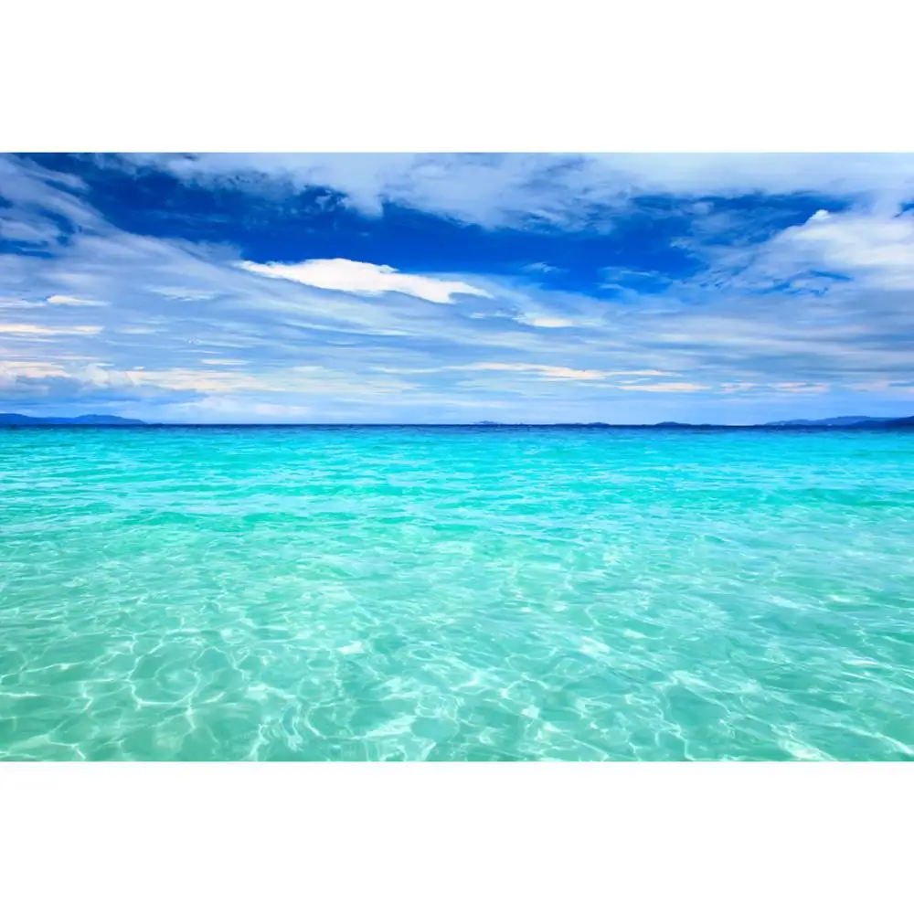 Blue Ocean Beach Backdrop Tropical Summer Background Ship Boat Wharf ...