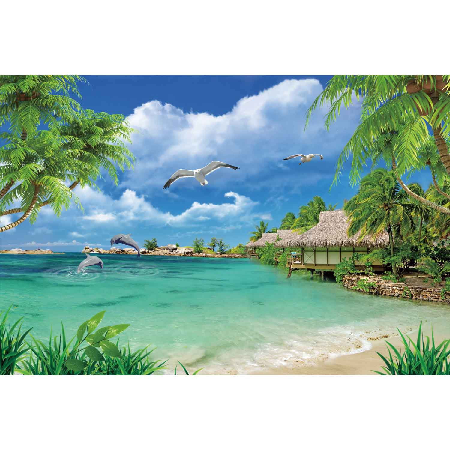 Blue Ocean Beach Backdrop Tropical Summer Photography Background Sunset ...