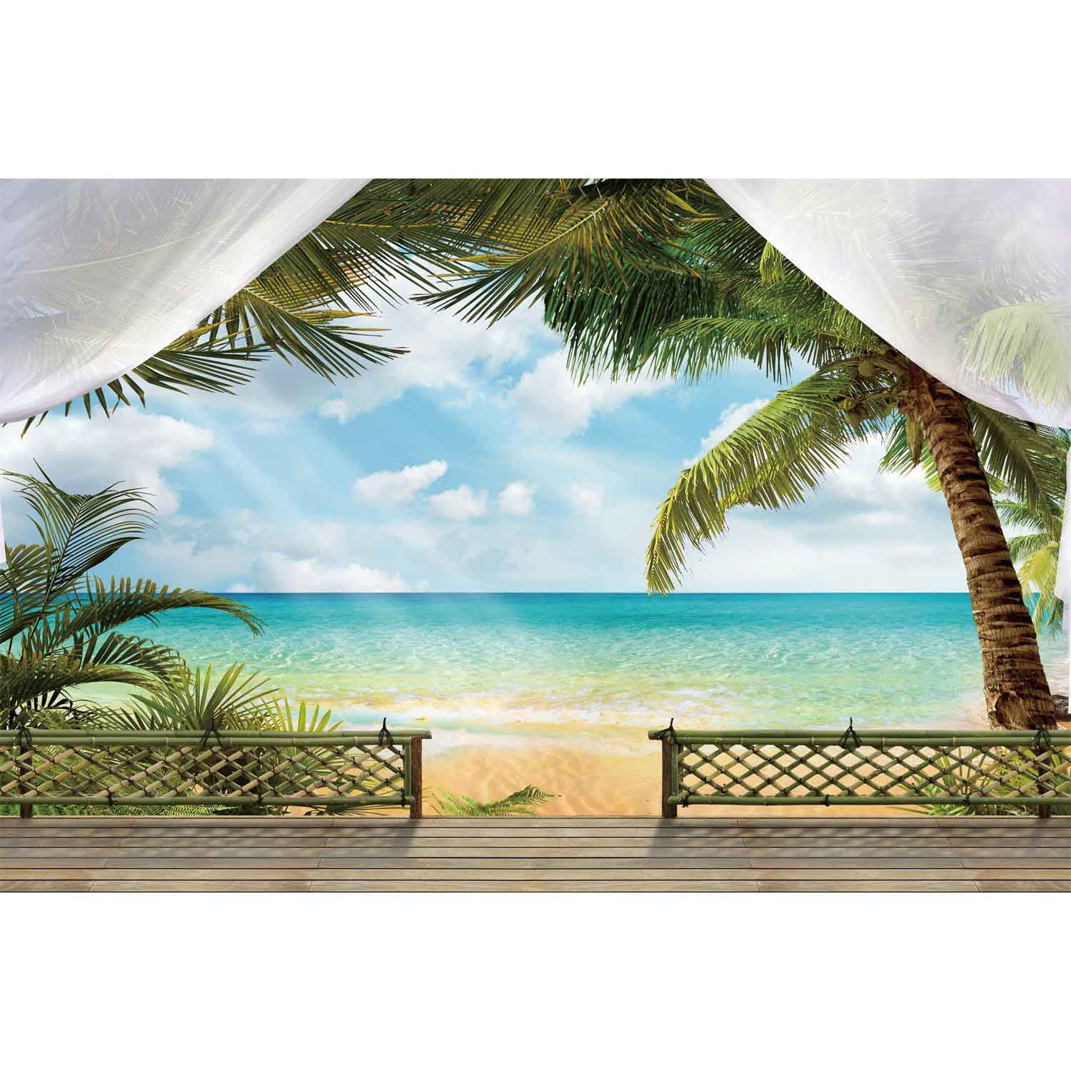 Blue Ocean Beach Backdrop Tropical Summer Photography Background Sunset ...