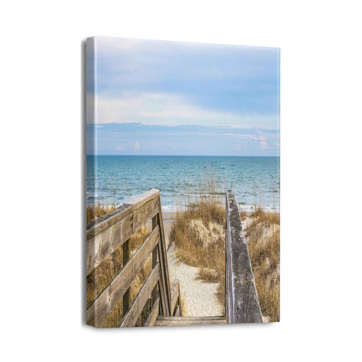 Blue Ocean Beach Path Canvas Wall Décor Small 12x16 Inch, Ideal for ...