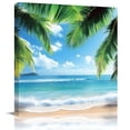 Blue Ocean Beach Sea Water Canvas Artwork Painting Art, Summer Tropical ...