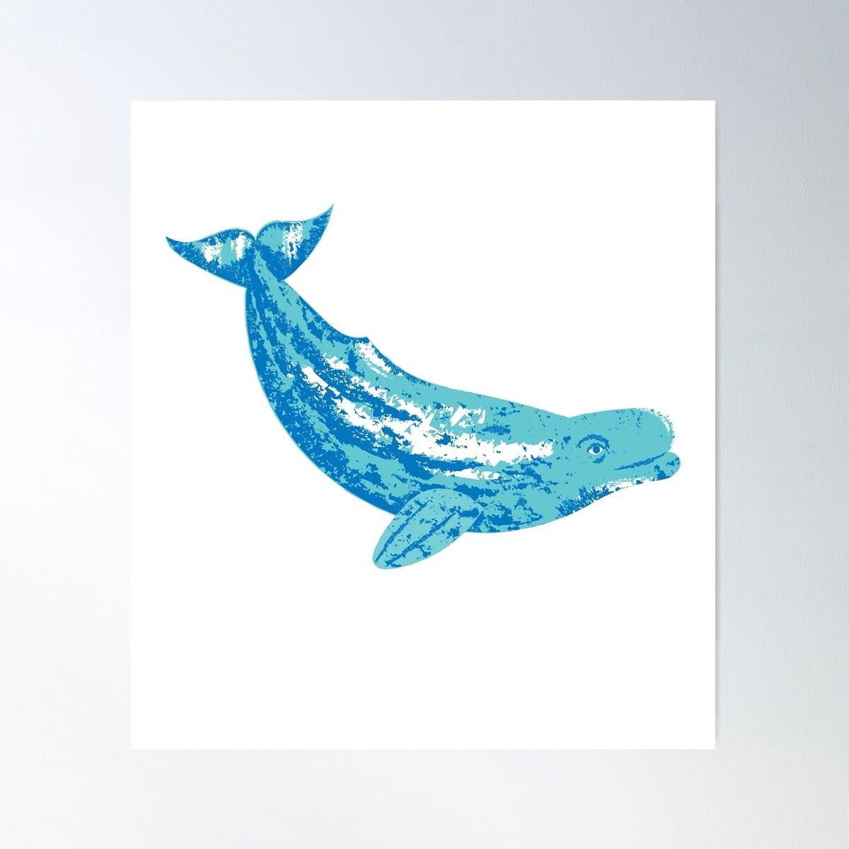 Blue Ocean Beluga Poster Wall Art, Modern Wall Decor For Living Room ...