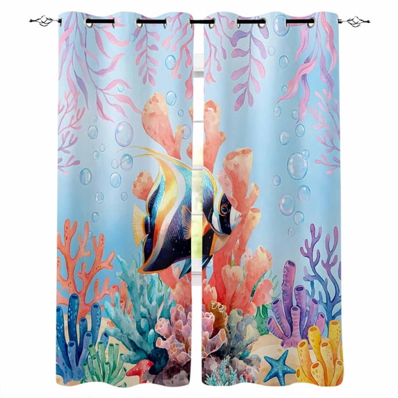 Blue Ocean Blackout Curtains for Bedroom/Living Room, Thermal Insulated ...