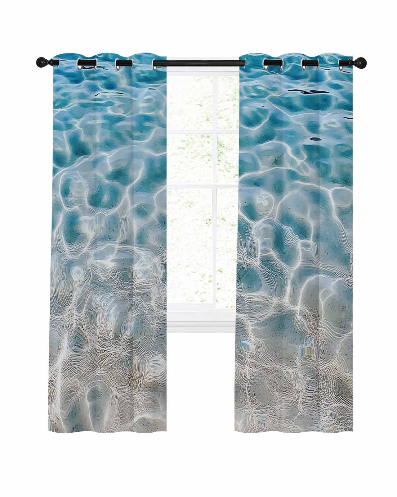 Blue Ocean Blackout Curtains, Light Blocking Print Window Curtains ...