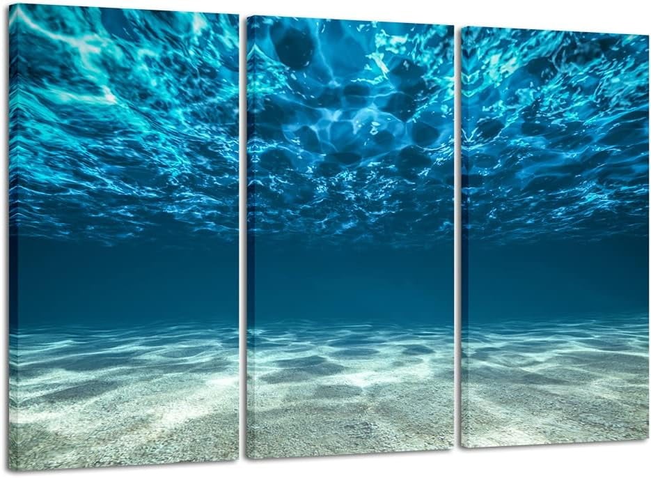 Blue Ocean Bottom Large Canvas Wall Art for Living Room Beach Theme for ...