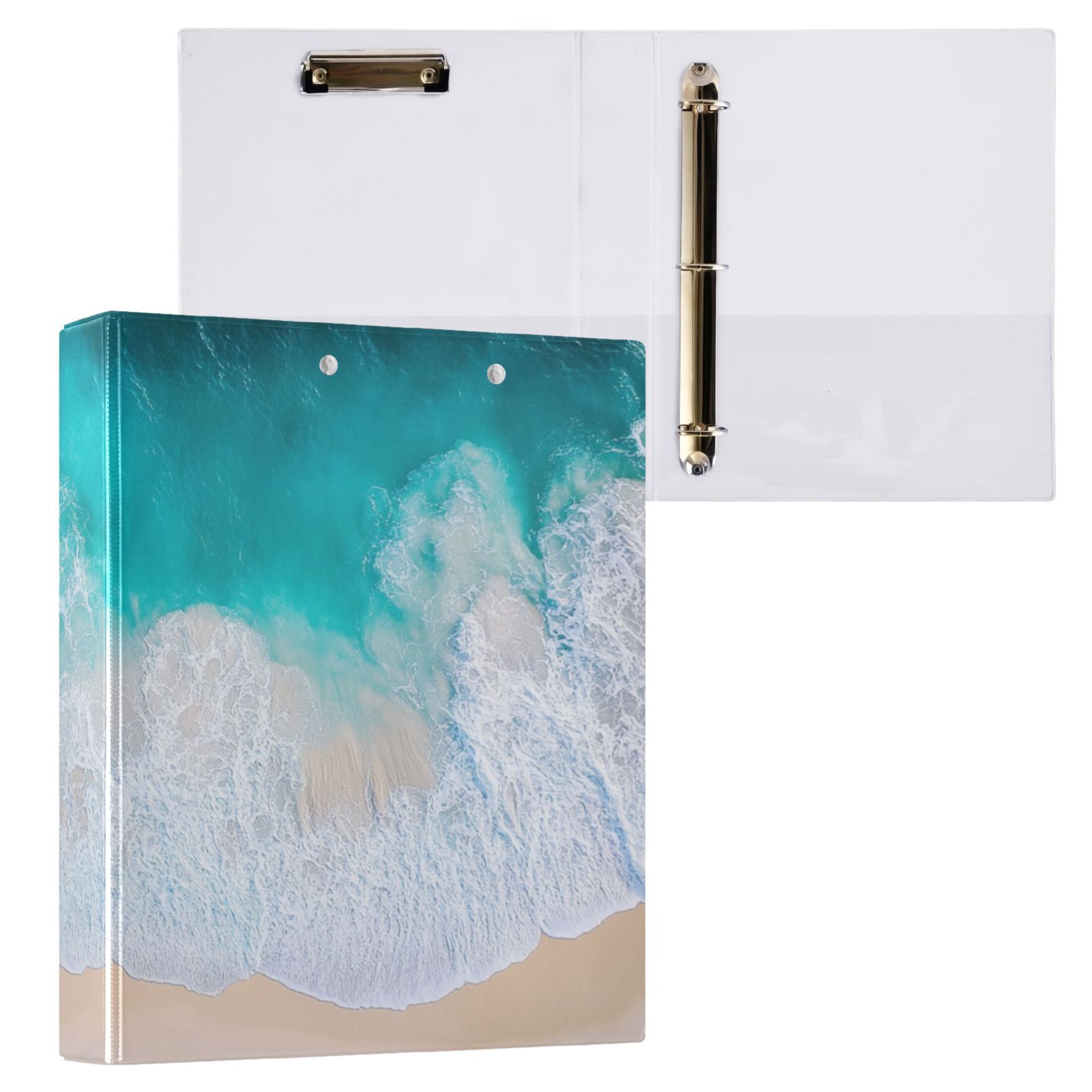 Blue Ocean Clear Beach Round Ring Binder 3 Rings 1.5" Capacity File ...