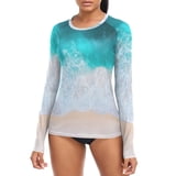 Blue Ocean Clear Beach Women's Rash Guard Shirts UPF 50+ Sun Protection ...