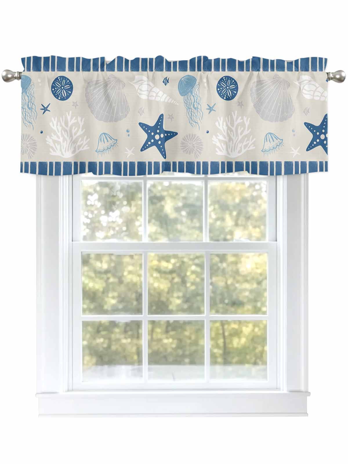 Blue Ocean Coastal Curtain Valances for Window, Farmhouse Window ...