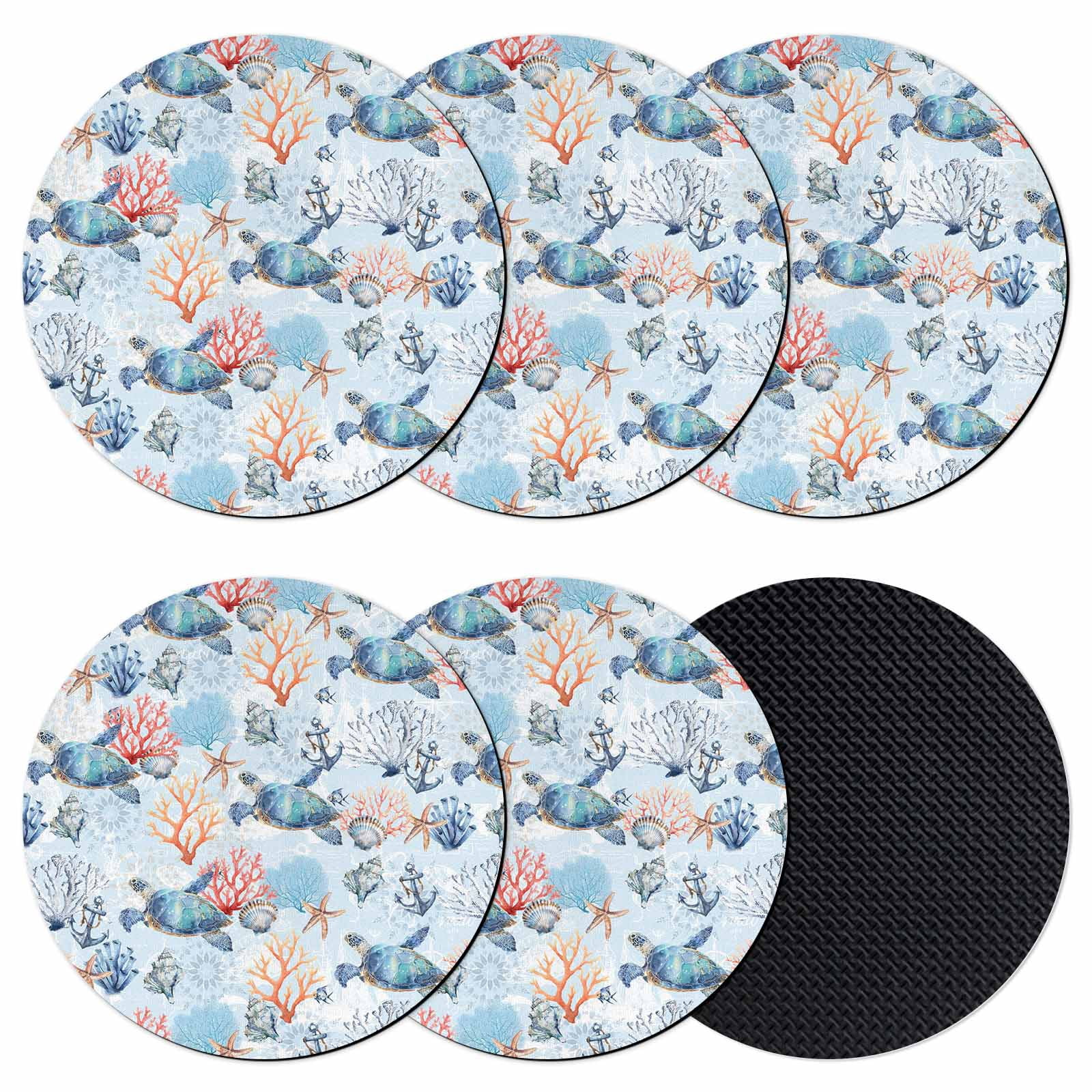 Blue Ocean Coasters Set of 6, Absorbent Coasters for Drinks, Summer ...