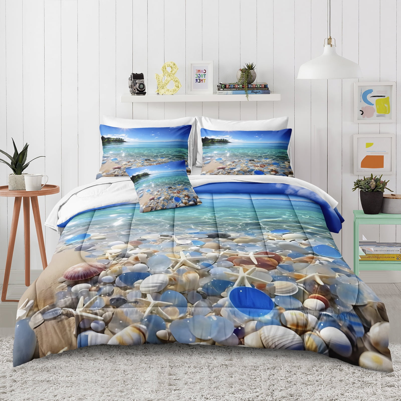 Blue Ocean Comforter Set 8 Pieces Bed in a Bag 100% Soft and ...