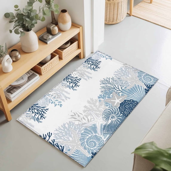 Blue Ocean Conch Coral Summer Rectangle Area Rug 2x3ft,Living Room Rug ...