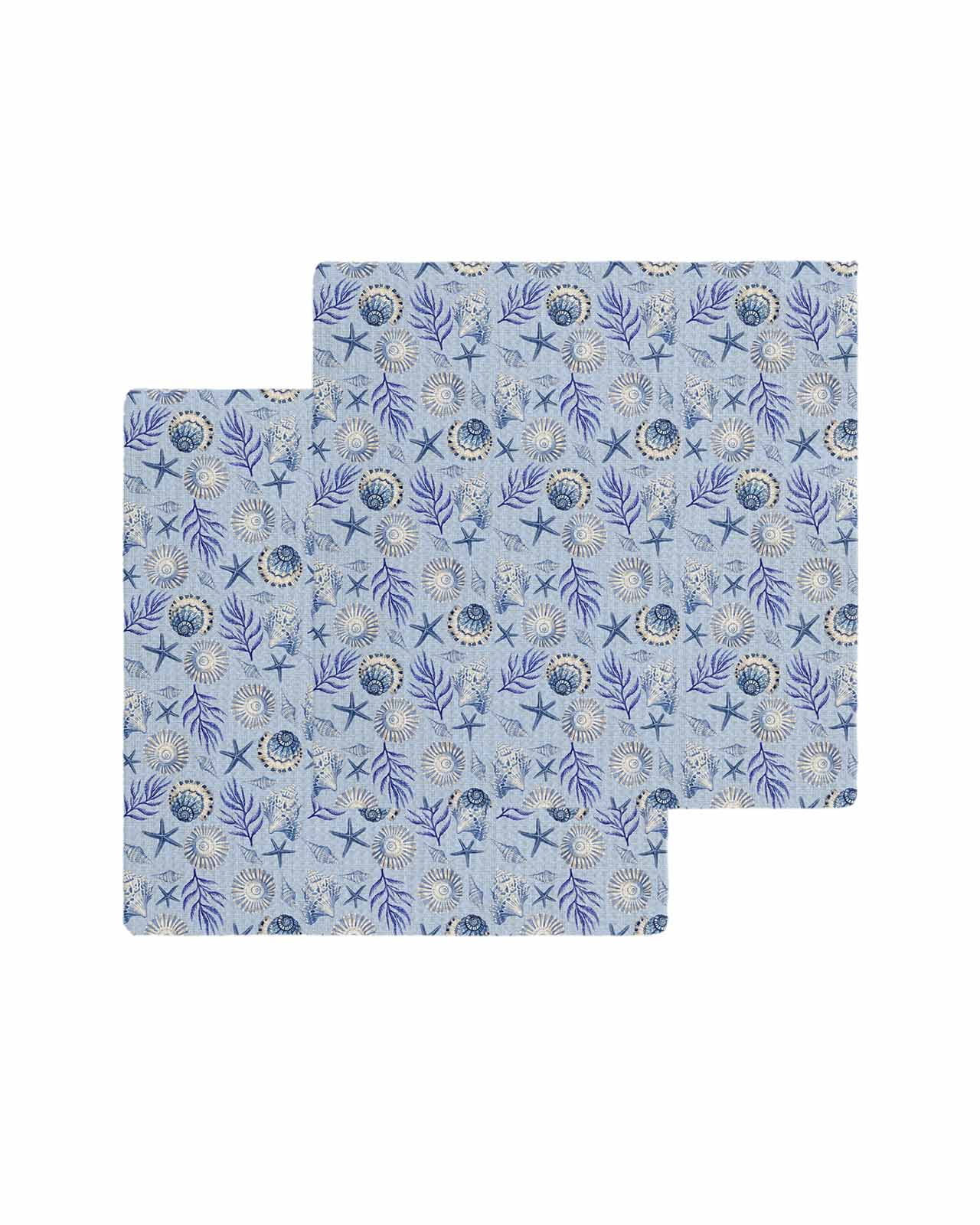 Blue Ocean Conch Kitchen Dish Towels for Drying Dishes Set of 2, Retro Beige Coastal Coral ...