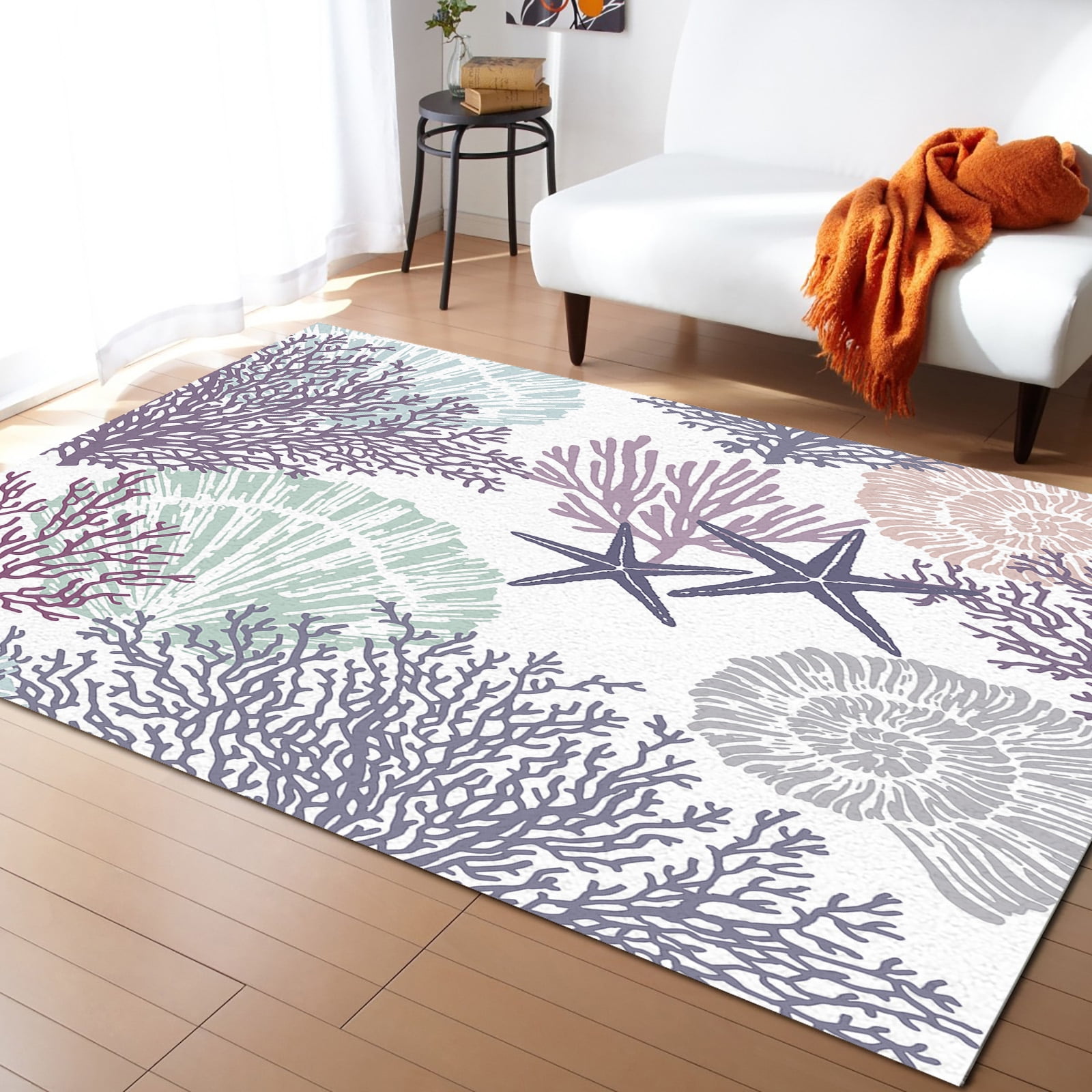 Blue Ocean Coral Shell Star Carpet Area Rug Children's Room Living Room ...