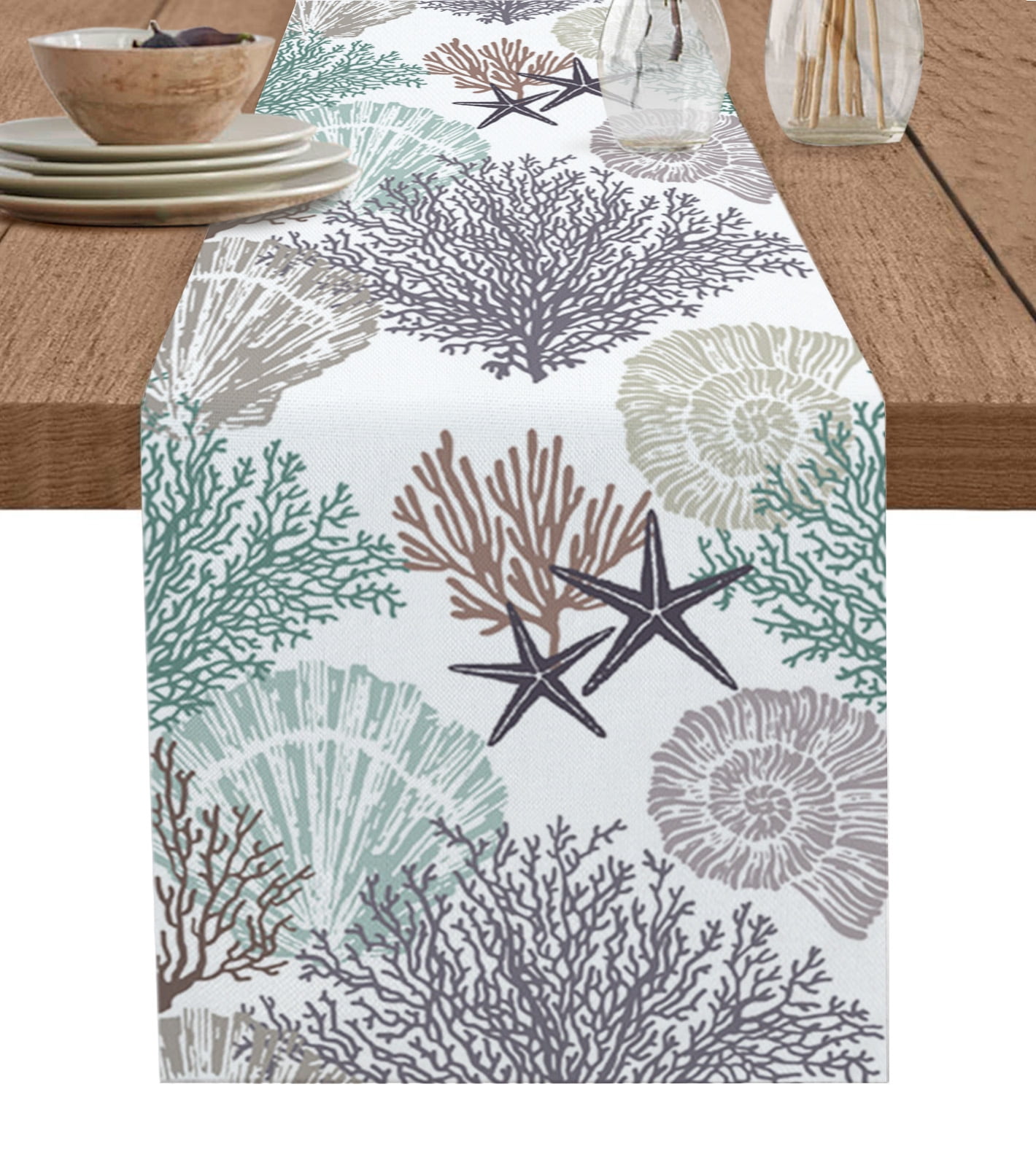 Blue Ocean Coral Shell Star Table Runner ration Home r Dinner Table ...