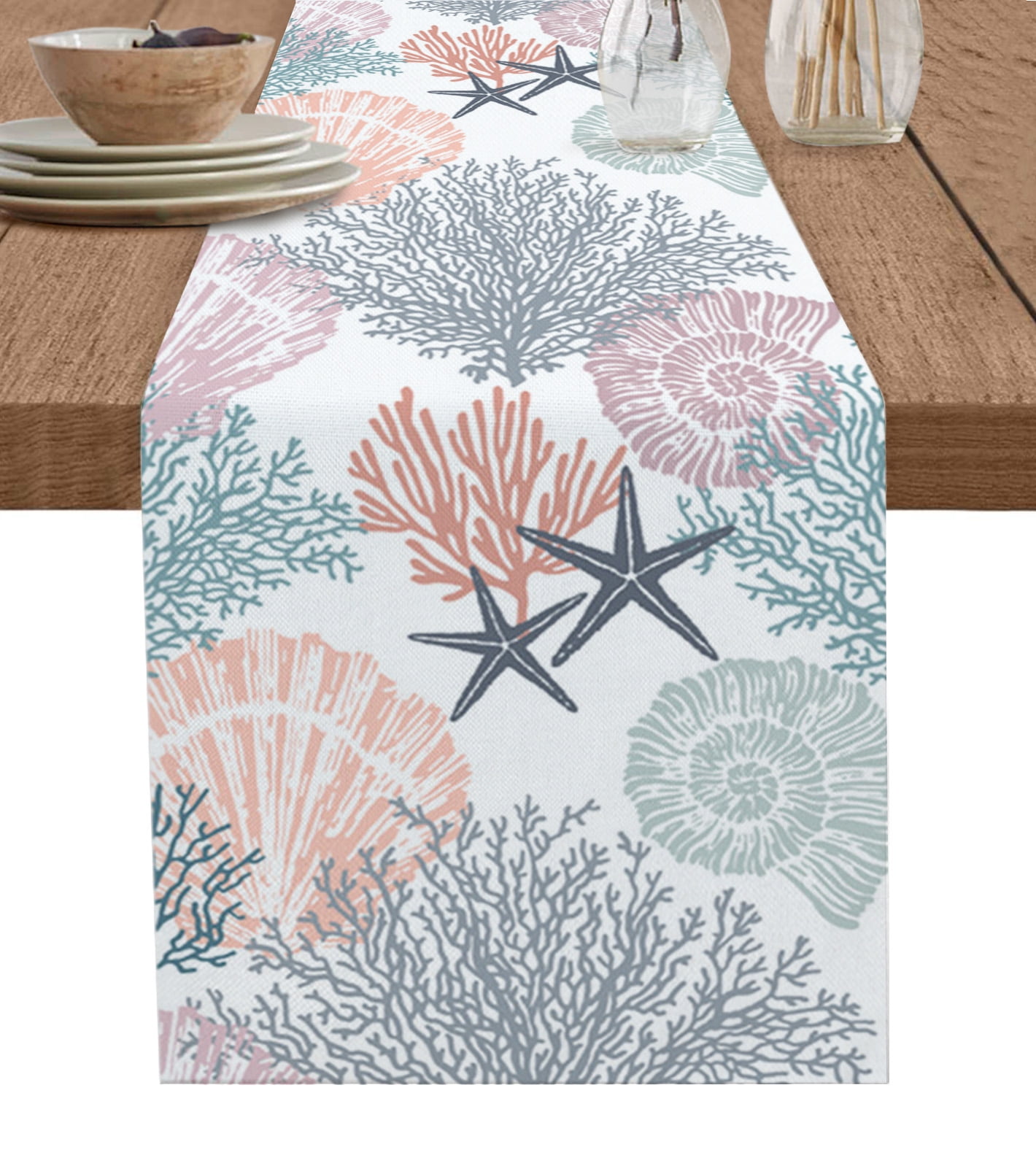 Blue Ocean Coral Shell Star Table Runner ration Home r Dinner Table ...