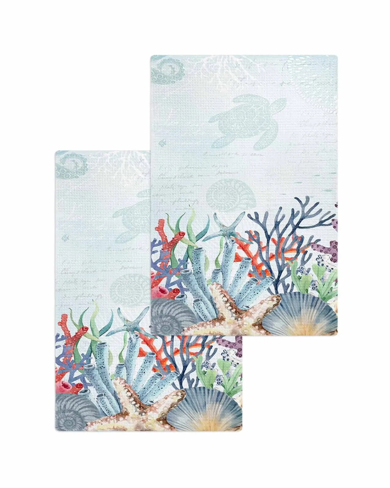 Blue Ocean Coral Shell Star40*60cm Tea Towels Absorption Walf Checks ...