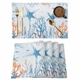 Blue Ocean Cotton Linen Placemats Set of 2, Starfish Fish Jellyfish ...