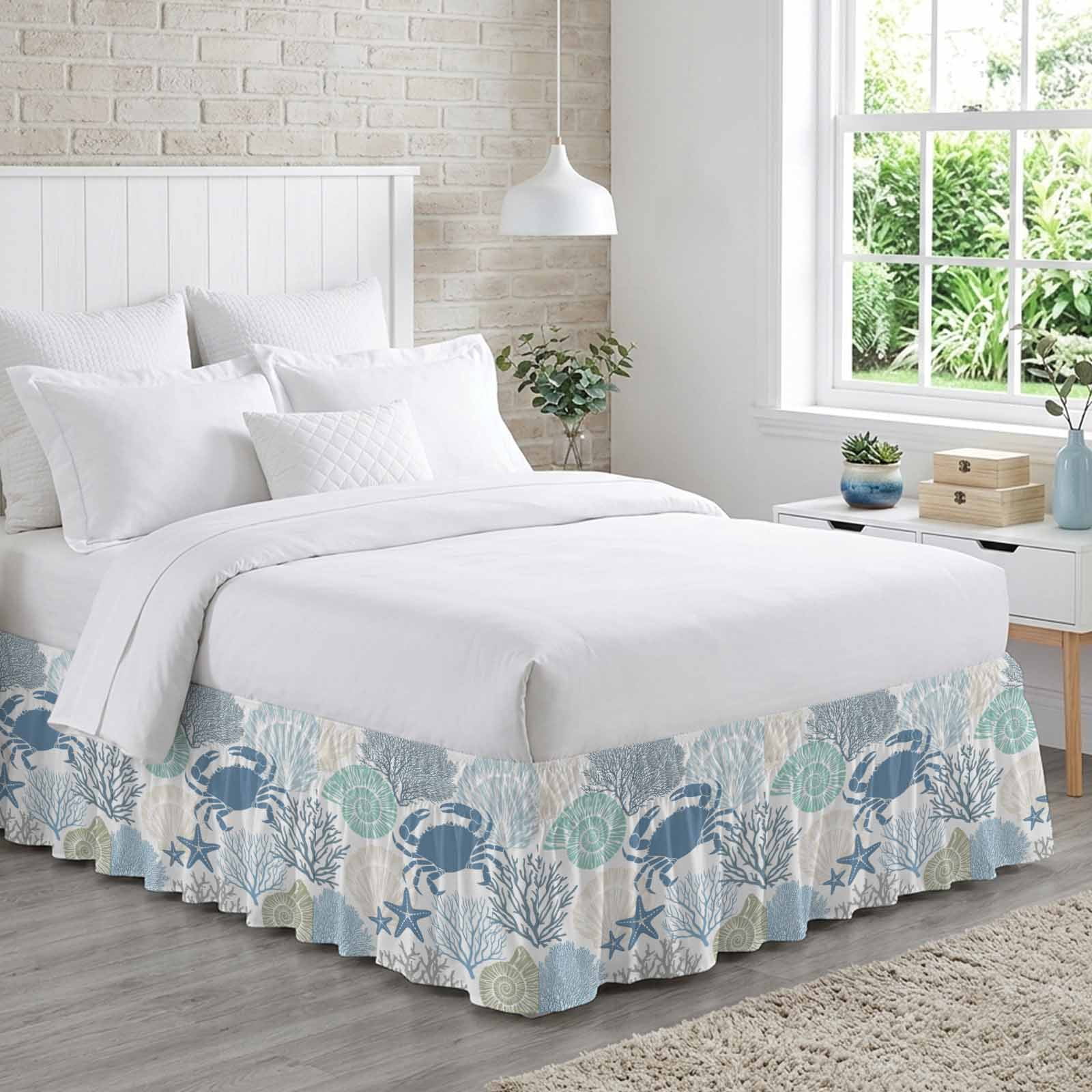 Blue Ocean Crab Bed Skirt California King Size 18 Inch Drop, Nautical ...