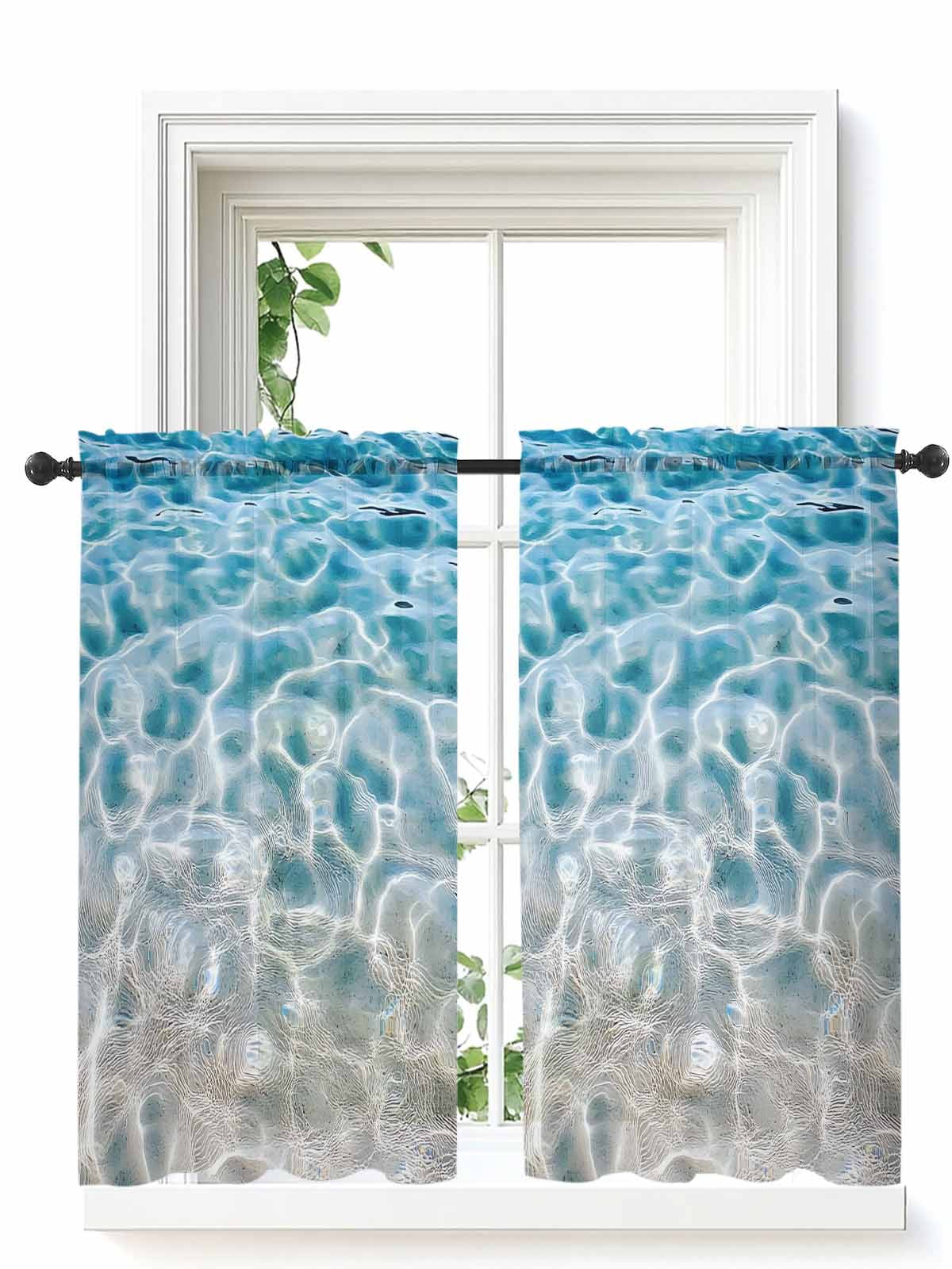 Blue Ocean Curtains 45 Inch Length,Sheer Curtains for Bedroom Living ...