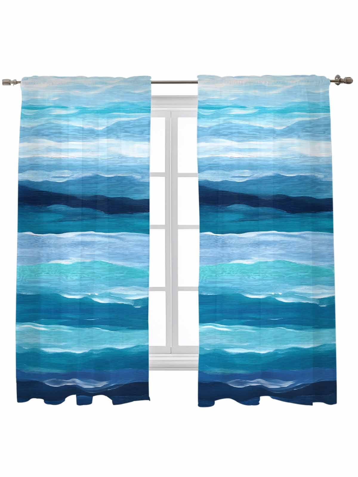 Blue Ocean Curtains 72 Inch Length, Sheer Curtains for Bedroom Living ...