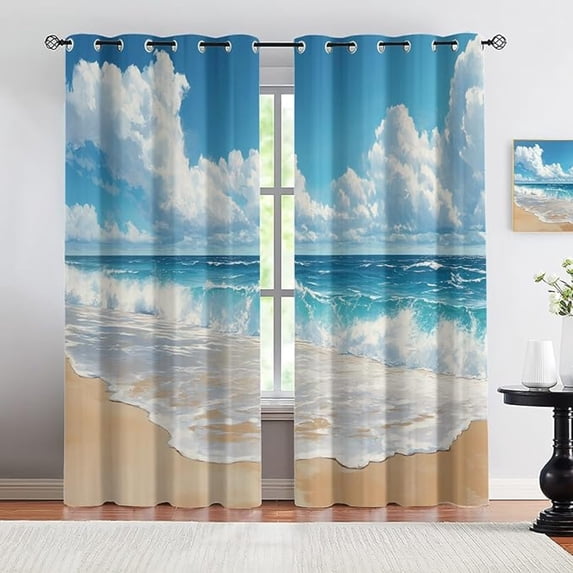 Blue Ocean Curtains, Coastal Blackout Curtains, Nautical Window ...