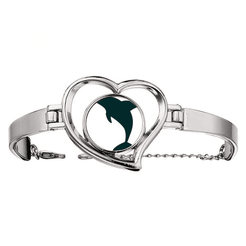 Blue Ocean Docile Cute Dolphin Bracelet Heart Jewelry Wire Bangle ...