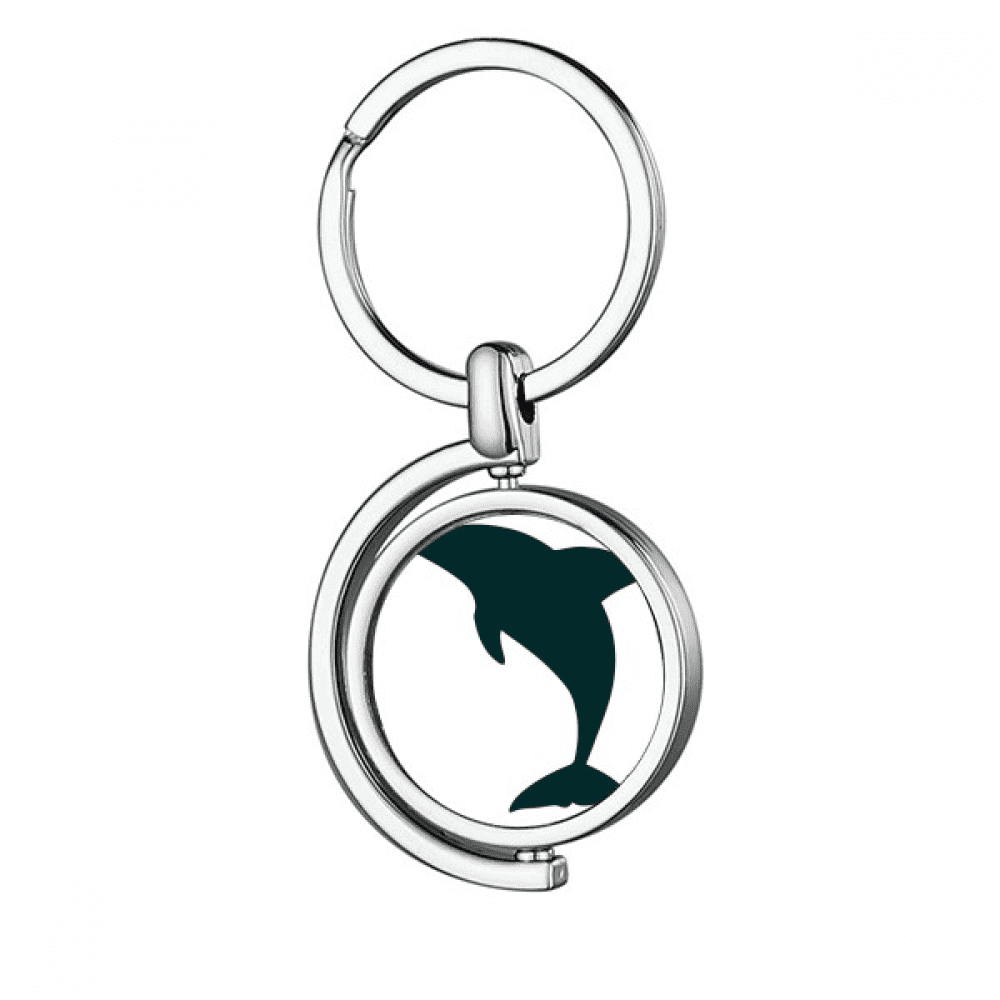 Blue Ocean Docile Cute Dolphin Rotating Keychain Metal Keyring Holder ...