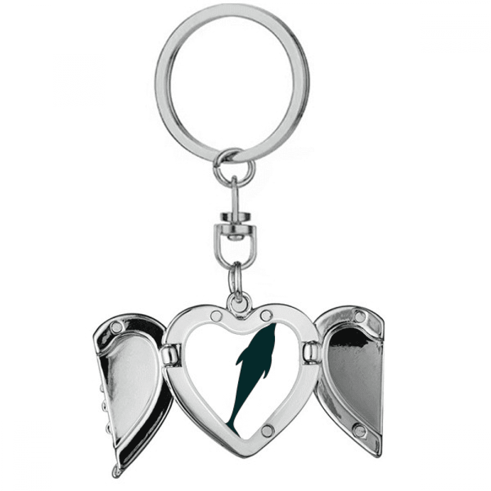 Blue Ocean Docile Streamline Dolphin Heart Angel Wing Key Chain Holder ...