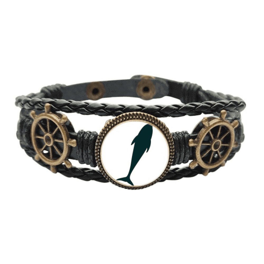 Blue Ocean Docile Streamline Dolphin Leather Braided Ocean Bracelet ...
