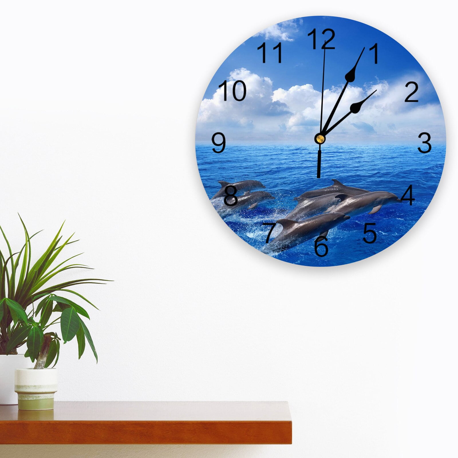 Blue Ocean Dolphin Clouds Clocks Wall Home Decoration Modern Kitchen ...