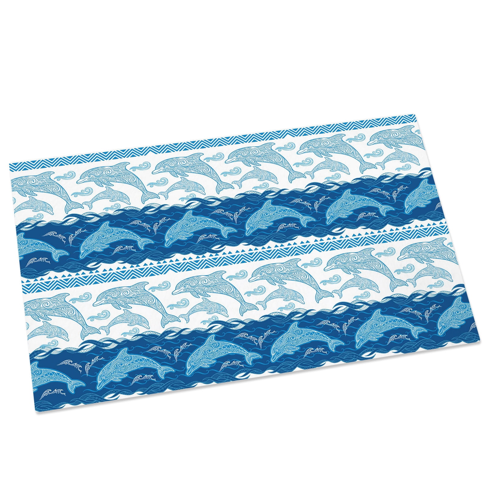 Blue Ocean Dolphin Door Mat 16x24 Inch Nautical Waves Vintage Summer ...